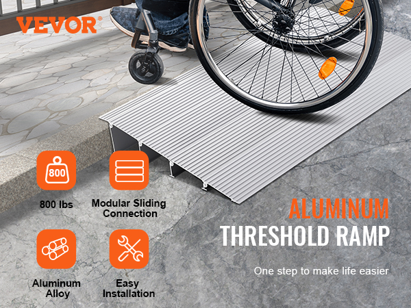 VEVOR Door Threshold Ramp, 4" Rise, 800 lbs Load Capacity, Door Ramp ...