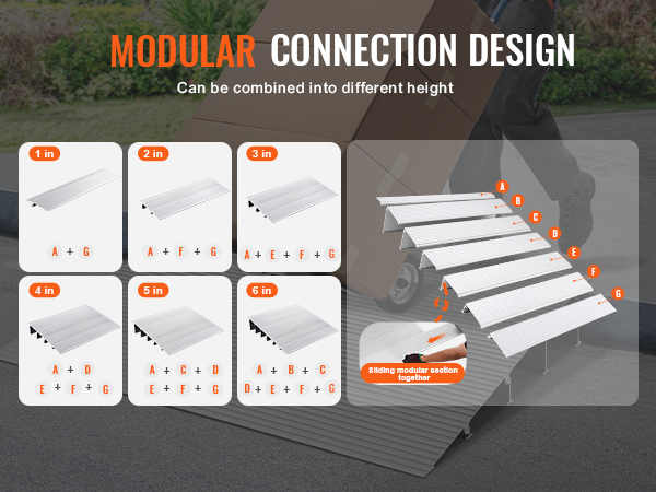 VEVOR Door Threshold Ramp, 4" Rise, 800 lbs Load Capacity, Door Ramp ...