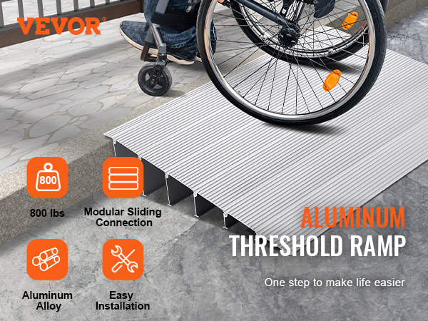VEVOR Door Threshold Ramp, 6" Rise, 800 lbs Load Capacity, Door Ramp ...
