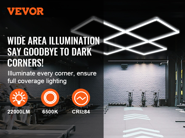 VEVOR Square LED Garage Lights 22000LM 5 Grids Bright Car Detailing ...