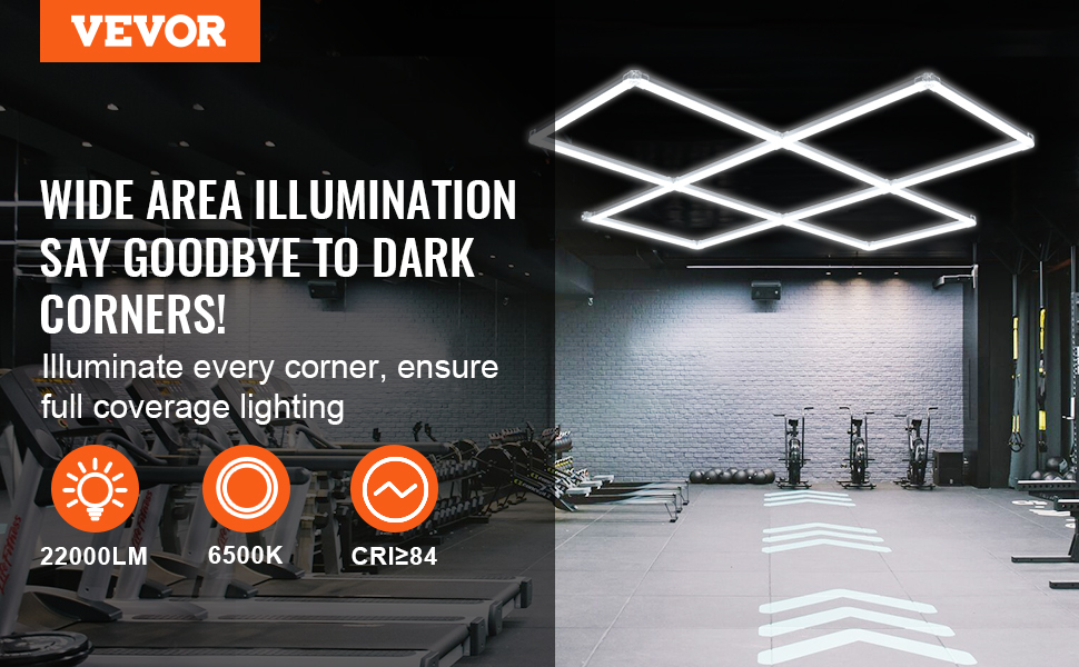 VEVOR Square LED Garage Lights 22000LM 5 Grids Bright Car Detailing ...