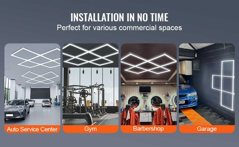 VEVOR Lampe Garage LED 5 Carrés 22000 lm Plafonnier Atelier Éclairage ...