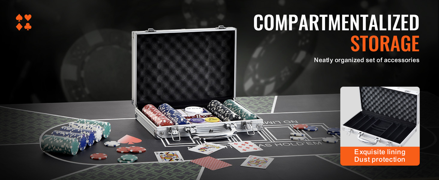 VEVOR Poker Chip Set, 200-Piece Poker Set, Complete Poker Playing Game ...