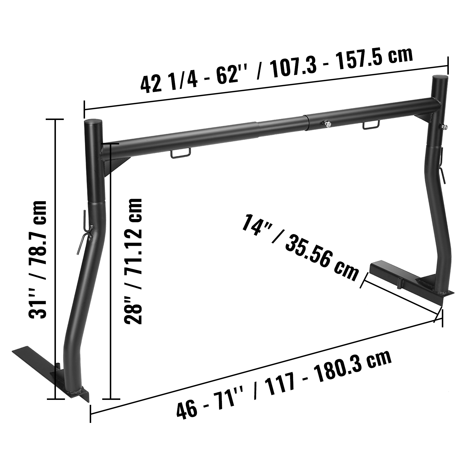 Mophorn Truck Rack, 46-71inch Extendable Truck Ladder Rack, 800 lbs ...