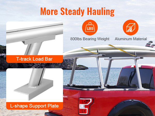 VEVOR Truck Rack Pick up Truck Ladder 71"x31" Size 800 lbs Capacity for ...