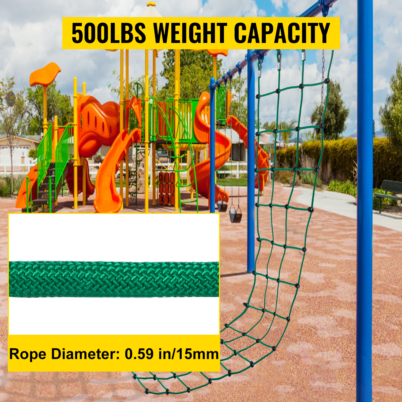 VEVOR Climbing Cargo Net, 30" x 150" Climbing Net, Polyester Playground ...