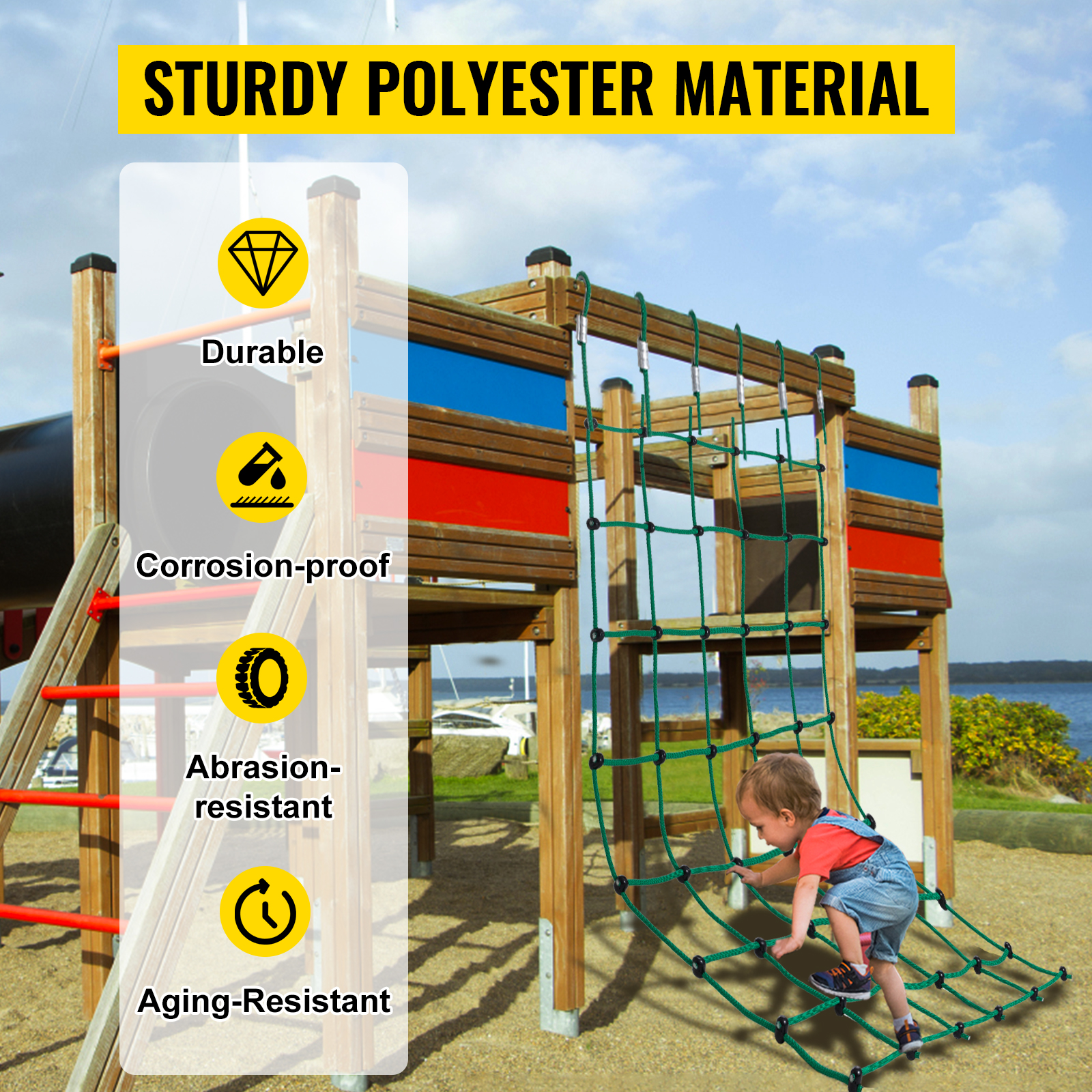 VEVOR Climbing Cargo Net, 49" x 77" Climbing Net, Polyester Playground ...