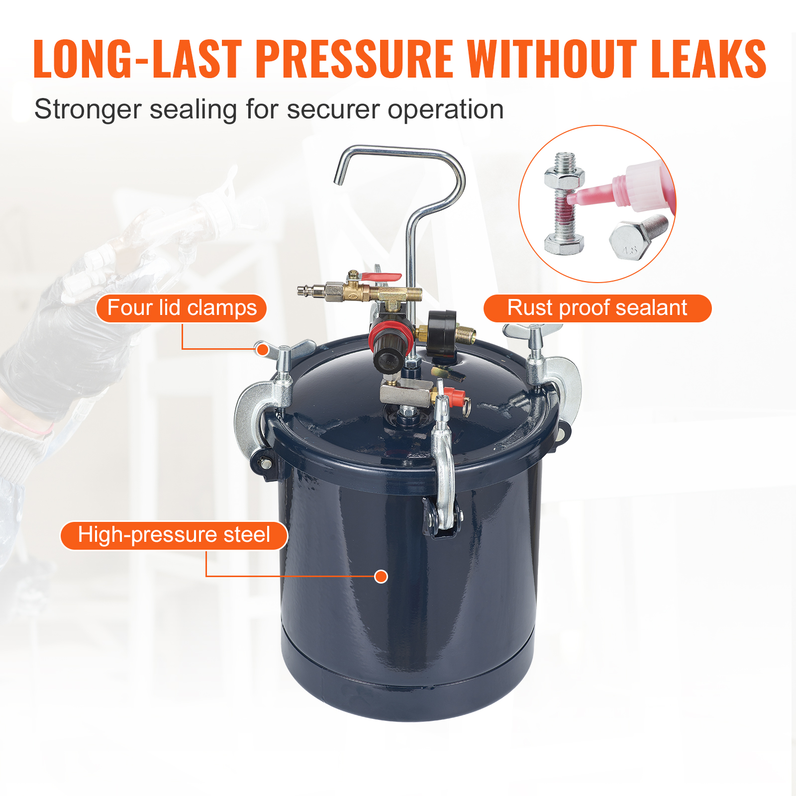 VEVOR Spray Paint Pressure Pot Tank 10/2/30 L Resin Pressure Feed Paint ...