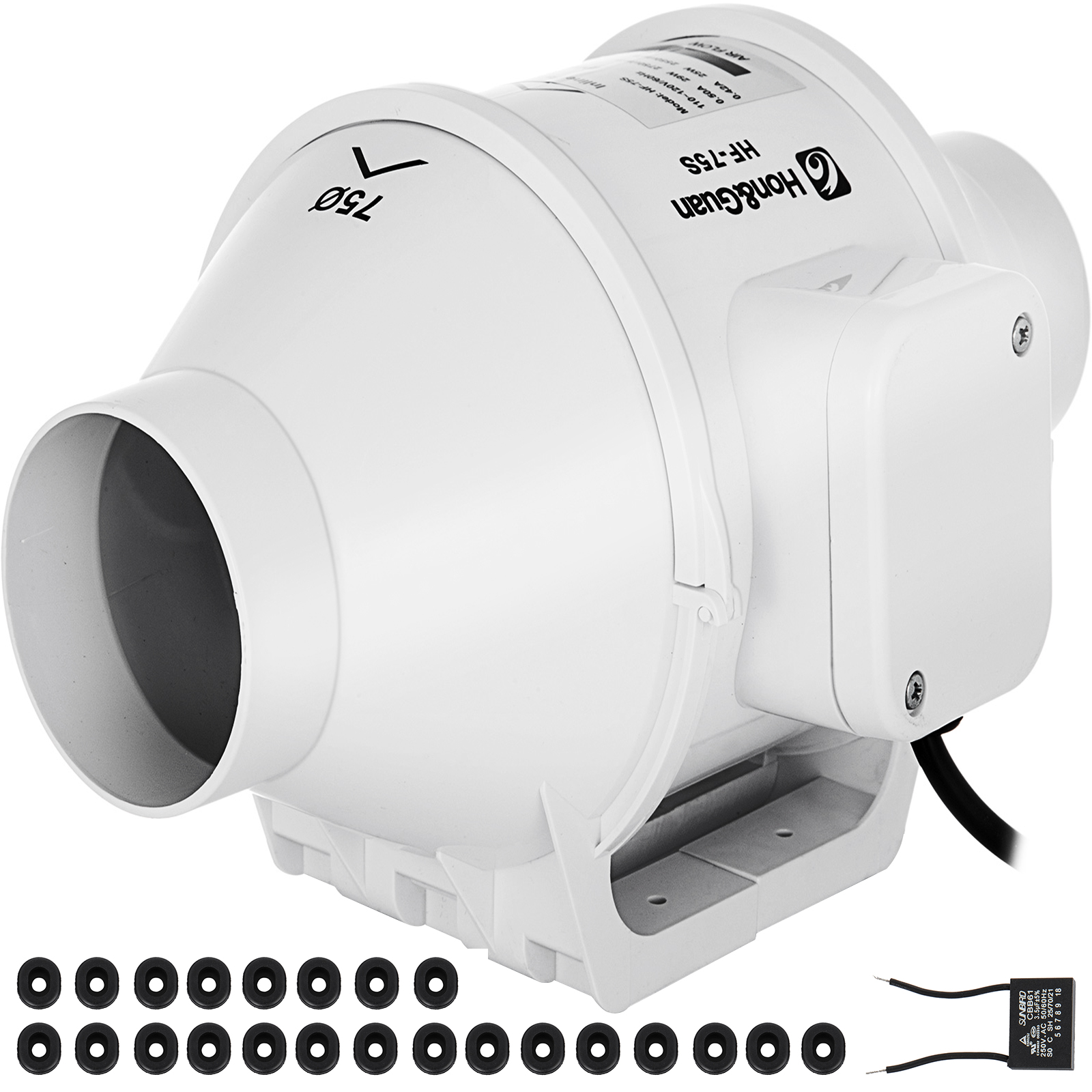 3in Inline Duct Fan Hydroponic Ventilation Blower 46m3/h 2550rpm Hf-75s ...
