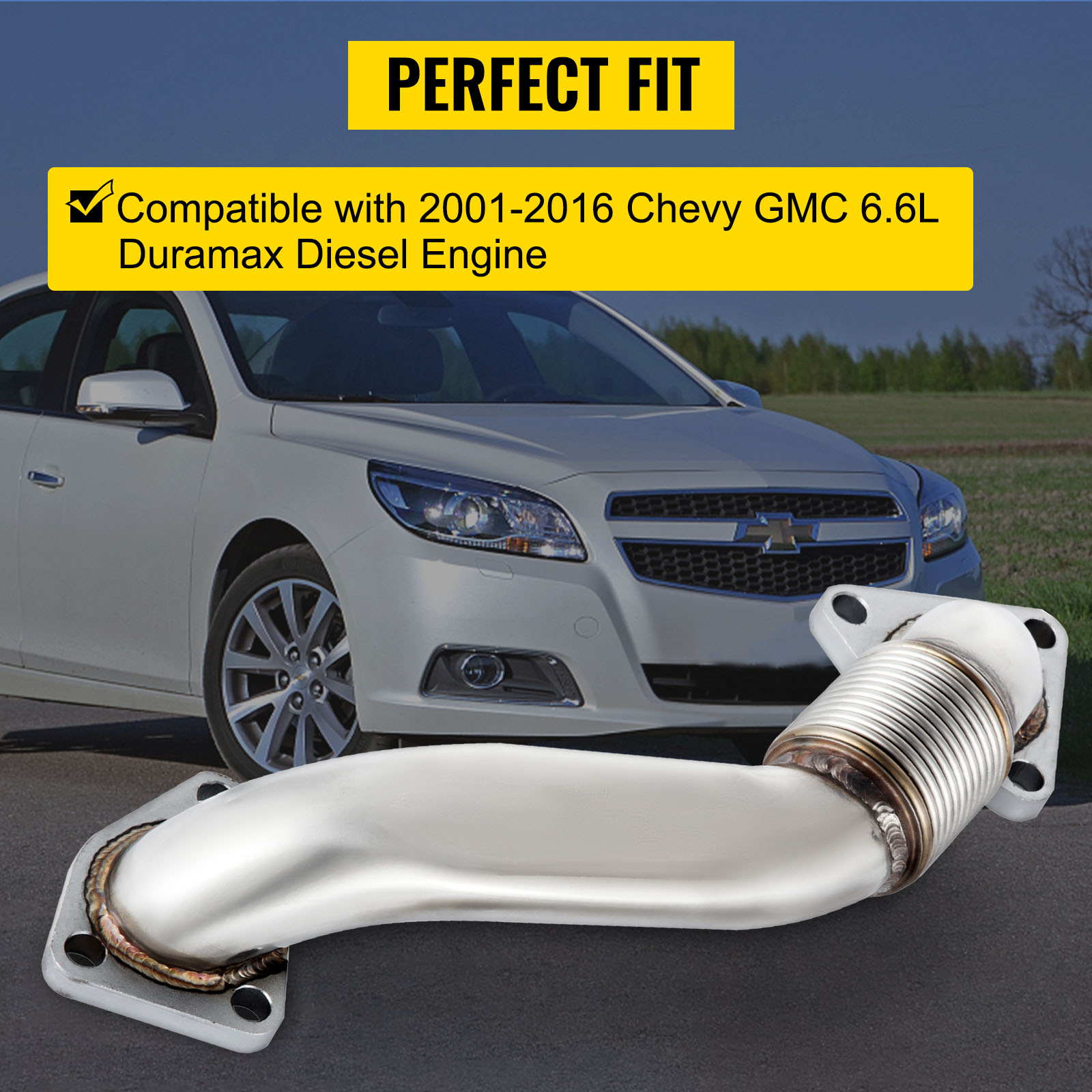 Bolt On Passenger Side Up-Pipe w/ Gaskets For LB7 LLY LBZ LMM LML 6.6L ...