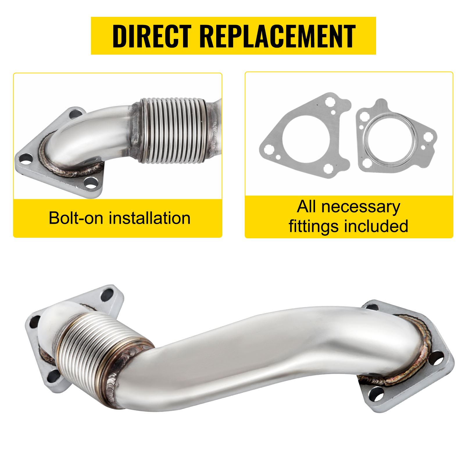 Bolt On Passenger Side Up-Pipe w/ Gaskets For LB7 LLY LBZ LMM LML 6.6L ...