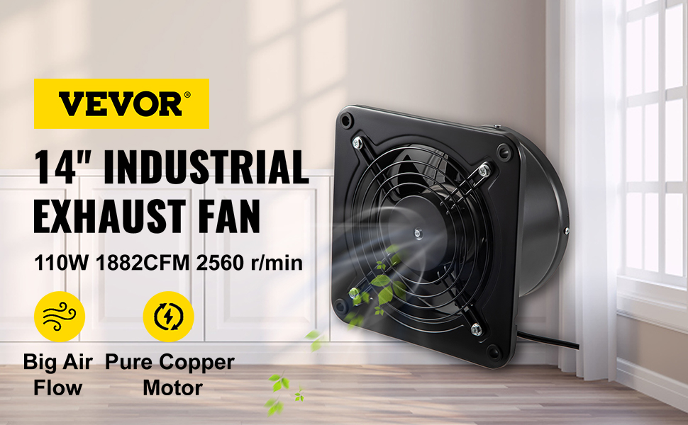 VEVOR Industrial Exhaust Fan,14'' Ventilation Extractor,110W Commercial ...