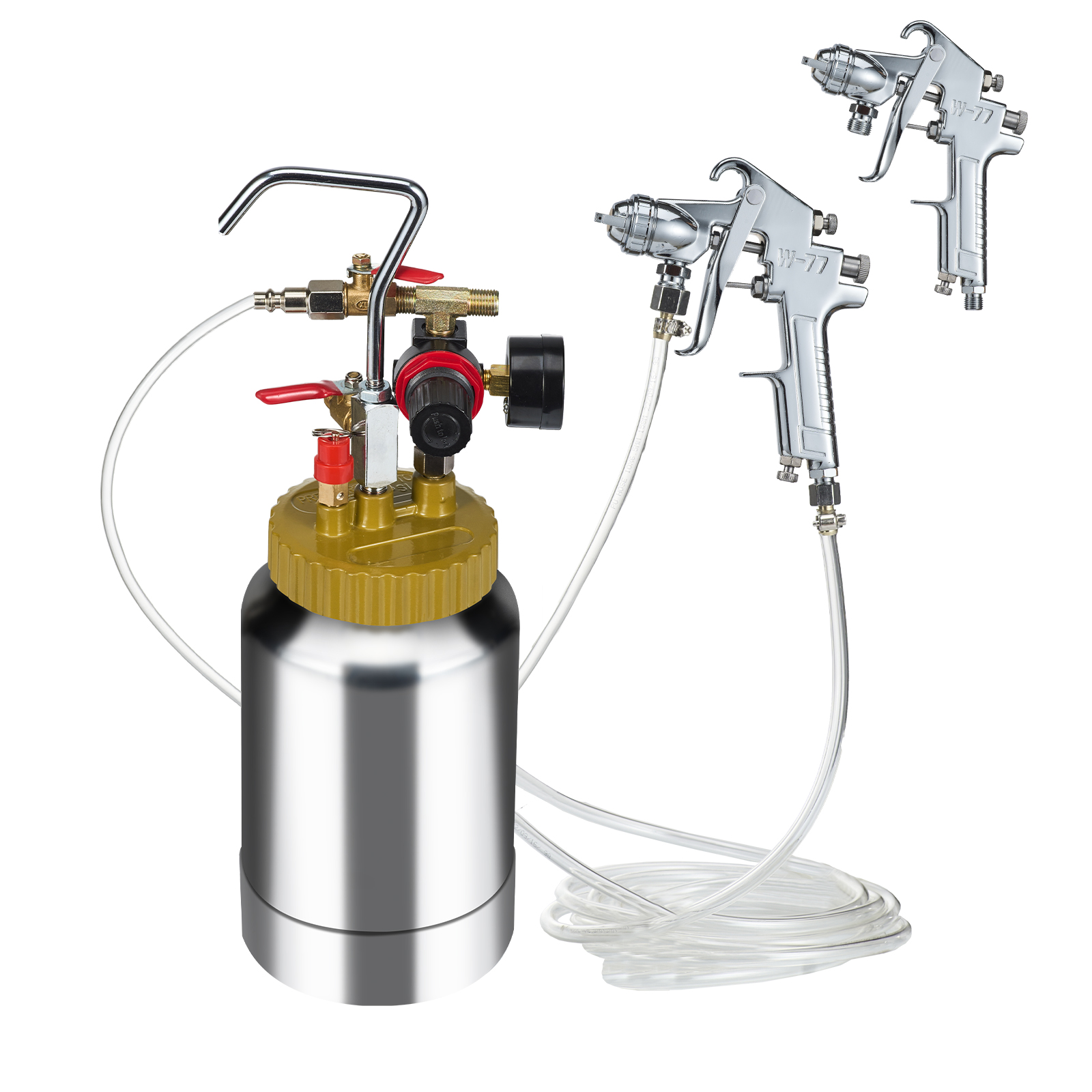 2L/0.5gal Spray Paint Pressure Pot Tank 1.8mm Nozzle Spray Gun Hoses ...