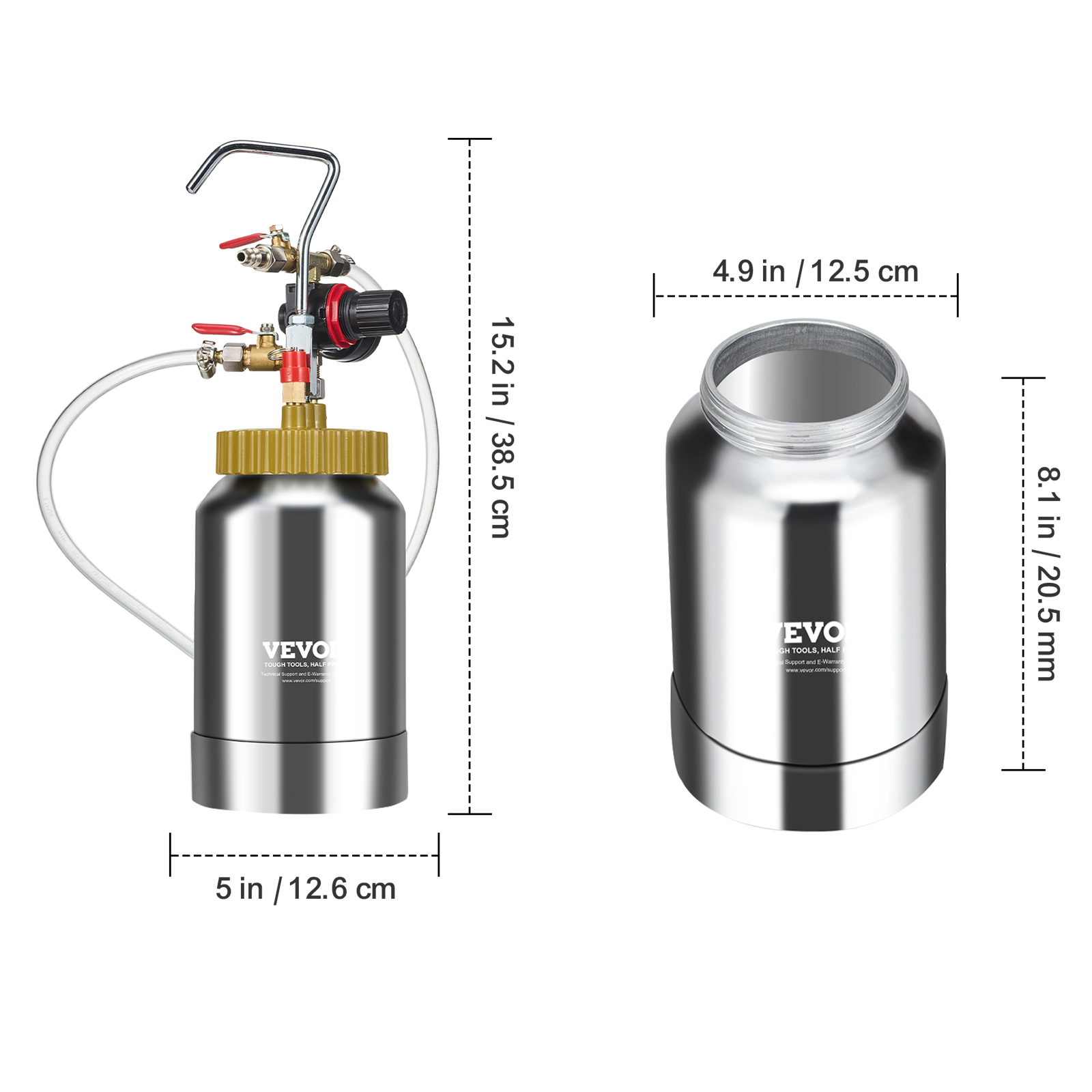 VEVOR Spray Paint Pressure Pot Tank, 2L/0.5gal Lightweight Air Paint ...