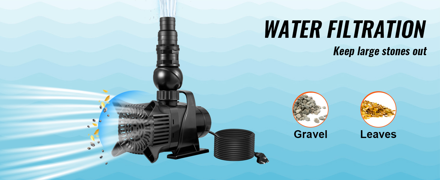 VEVOR Submersible Water Pump 8000GPH Pond Pump 26FT 530W for Waterfall ...