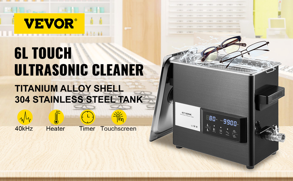 Vevor Touch Ultrasonic Cleaner Ultrasonic Cleaning Machine 6l Stainless ...