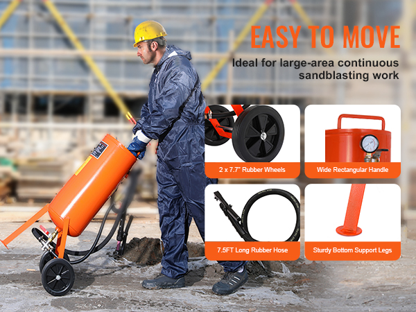 VEVOR 10 Gallon Heavy-Duty Sand Blaster, 60-110 PSI High Pressure ...
