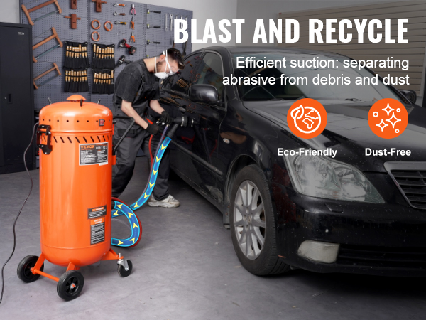 VEVOR 28 Gallon Vacuum Sand Blaster, Dustless Sandblaster with Built-in ...