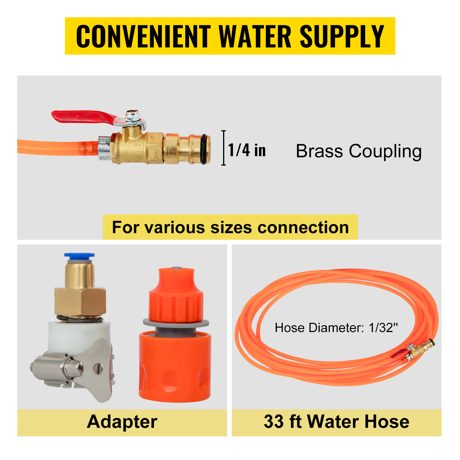 VEVOR Water Fed Pole Kit, 30ft Length Water Fed Brush w/ Squeegee, 9m ...