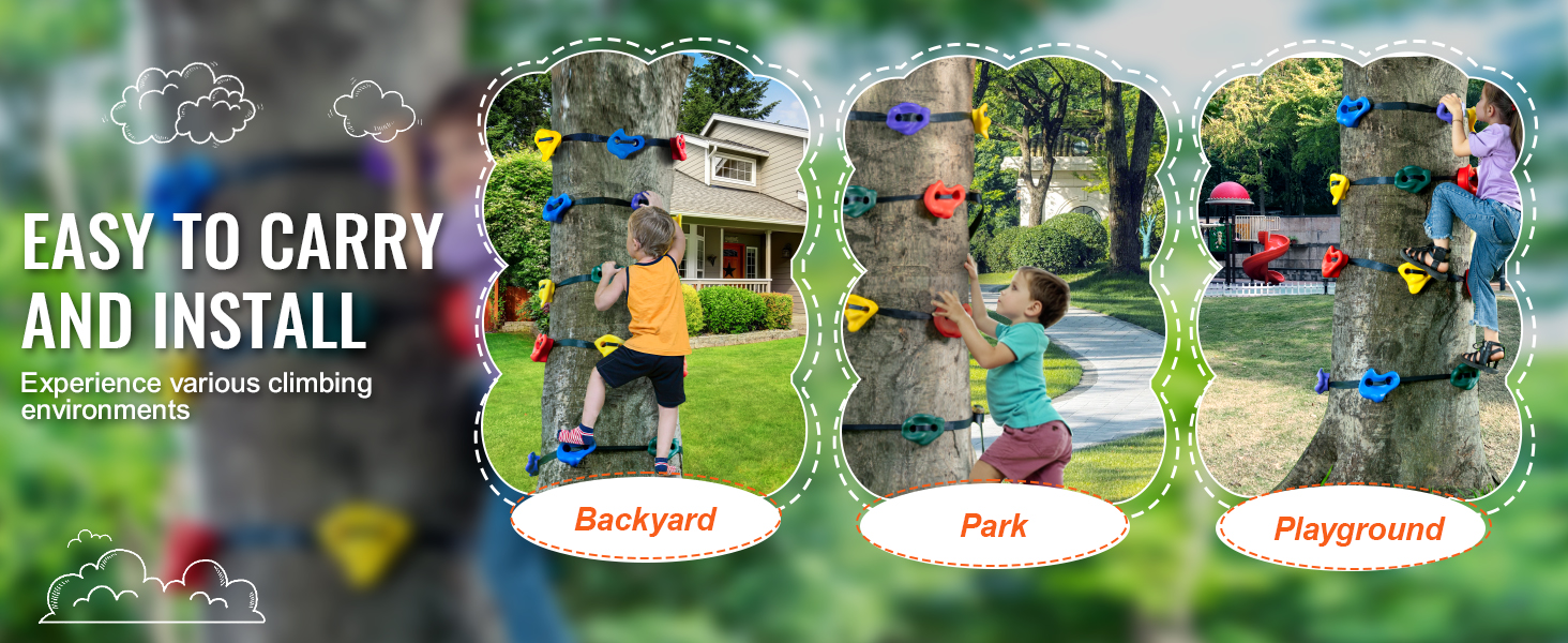 VEVOR Ninja Tree Climbing Kit 20 Tree Climbing Holds 6 Ratchet Straps ...