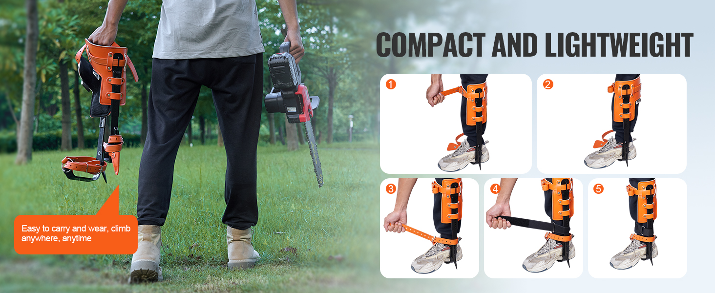 VEVOR Tree Climbing Spikes, 1 Pair Alloy Steel Climbing Spurs, 350lbs ...