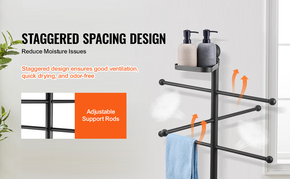 Towel Rack 3-Bar Outdoor Towel Holder with Metal Base Pool Bath Spa ...