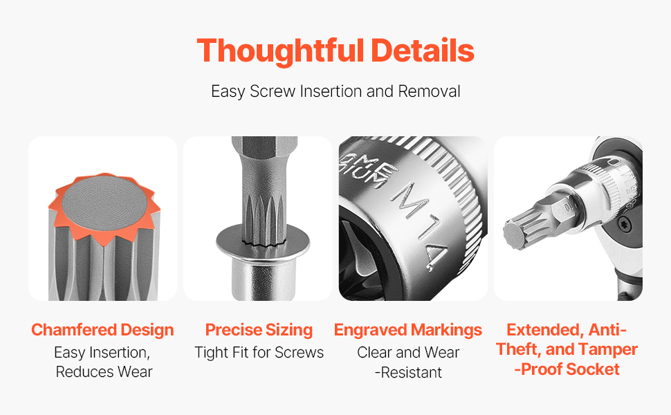 XZN Triple Square Spline Bit Socket Set 10-Piece M4-M18 Cr-V Steel ...