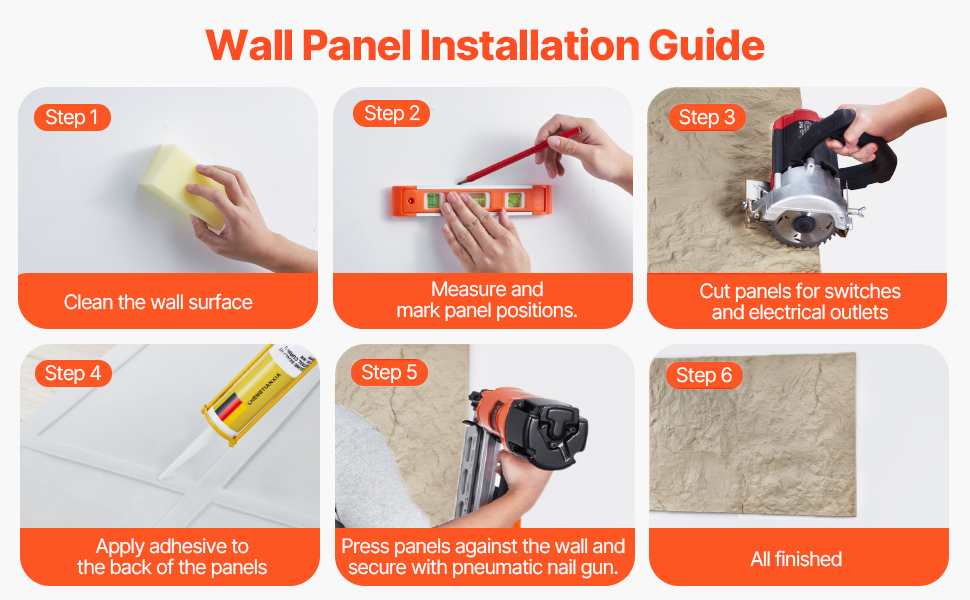VEVOR 3D nástěnné panely 4 balení 48x24'' PU Stone-Look 32 Sq.Ft Pokrytí Stone Yellow | VEVOR BS