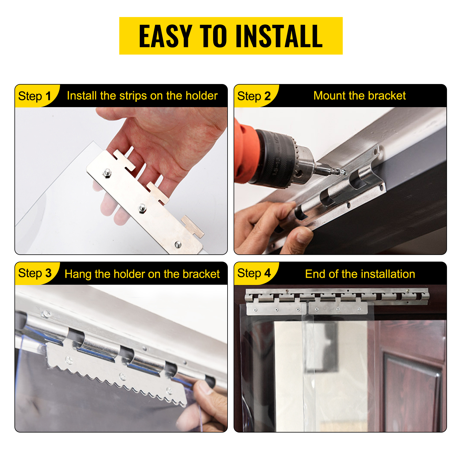 VEVOR 12PCS PVC Strip Curtain 48in (4ft) Width x 96in (8ft) Hight ...