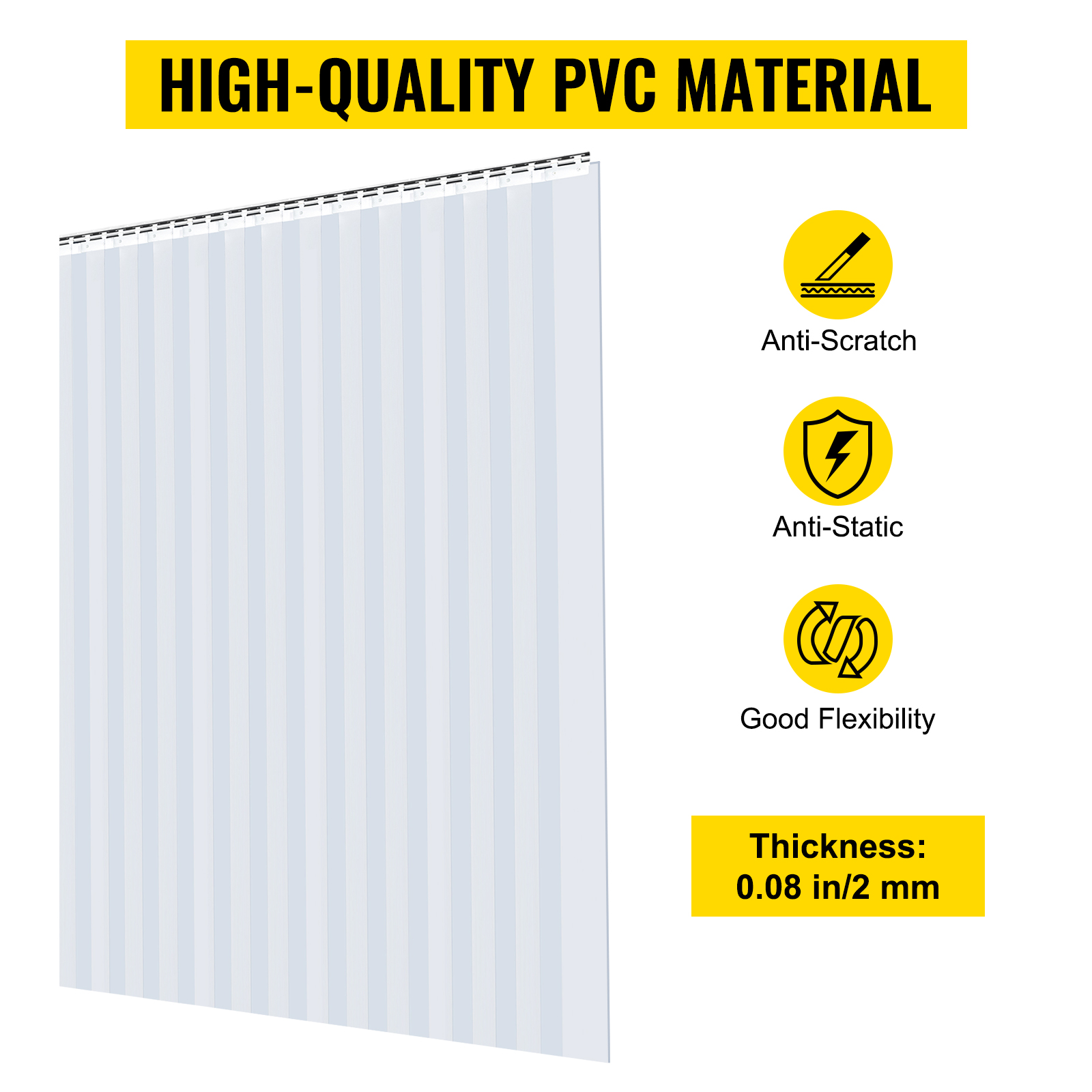 VEVOR 18PCS PVC Strip Curtain 72in (6 ft) Width x 96in (8 ft) Height ...