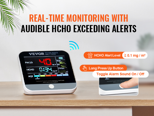 VEVOR Mini Air Quality Monitor 8-IN-1, Professional PM2.5 PM10 PM1.0 Particle Counter ...