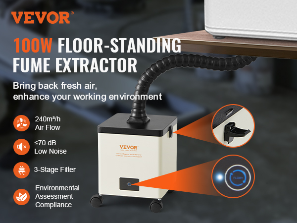 VEVOR Solder Fume Extractor, 100W Soldering Smoke Extractor with 3 ...