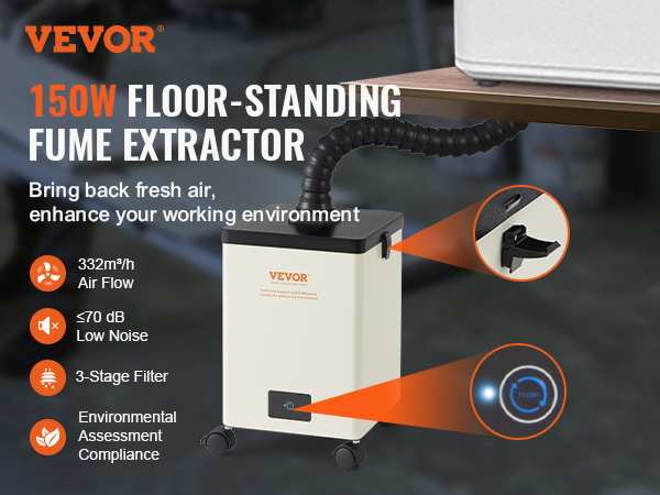 VEVOR Solder Fume Extractor, 150W Soldering Smoke Extractor with 3 ...