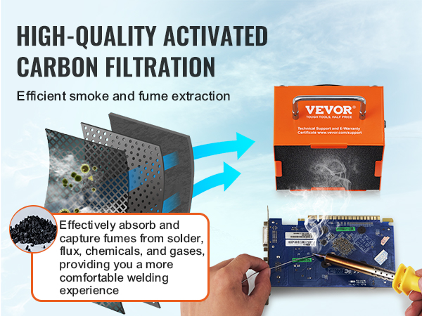 VEVOR Solder Fume Extractor, 38W Desktop Soldering Smoke Extractor with ...