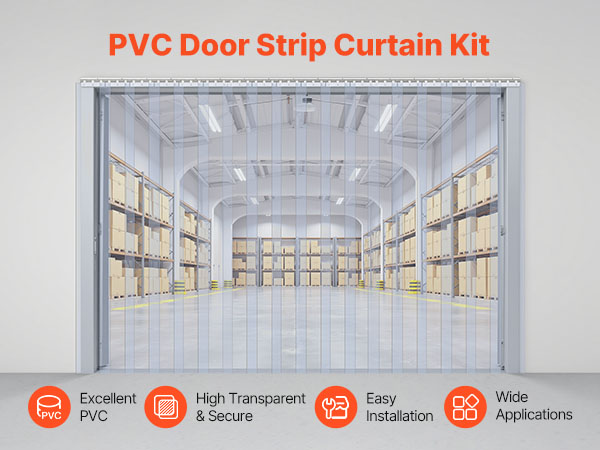 VEVOR Strip Gardin PVC Dörr Gardin 38" x 84" Kylare Frys Klar Plast ...
