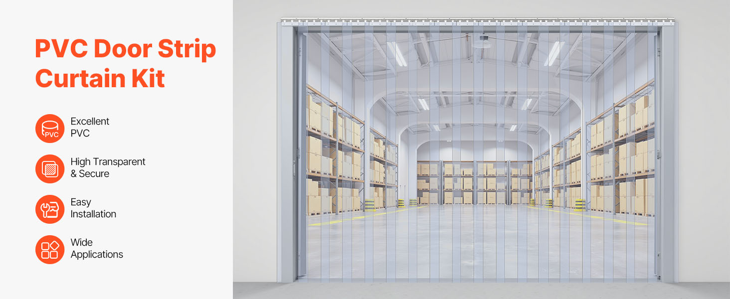 VEVOR Strip Gardin PVC Dörr Gardin 38" x 84" Kylare Frys Klar Plast ...