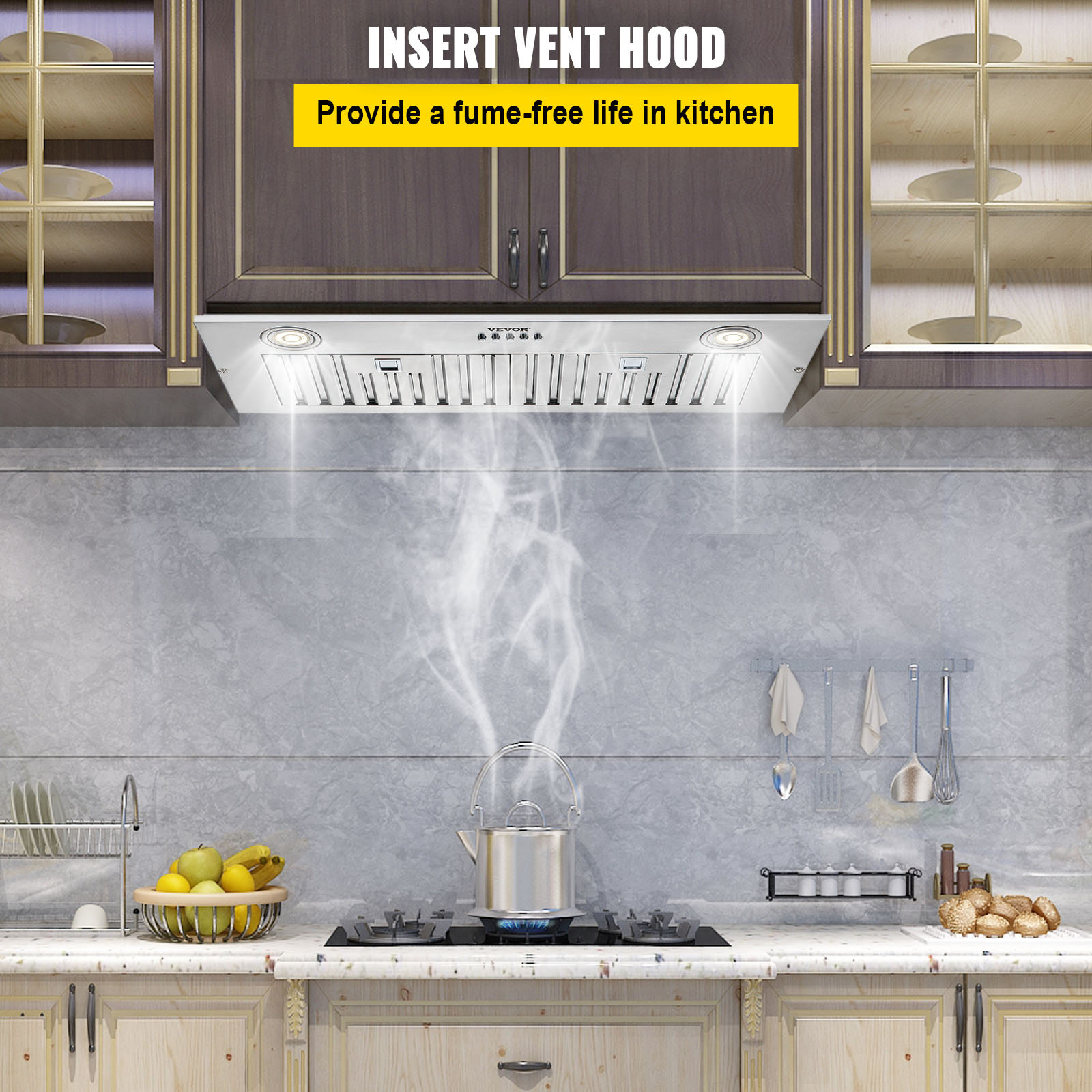 VEVOR Built-in Range Hood 30/36in Insert Vent Hood 800/900CFM Kitchen ...