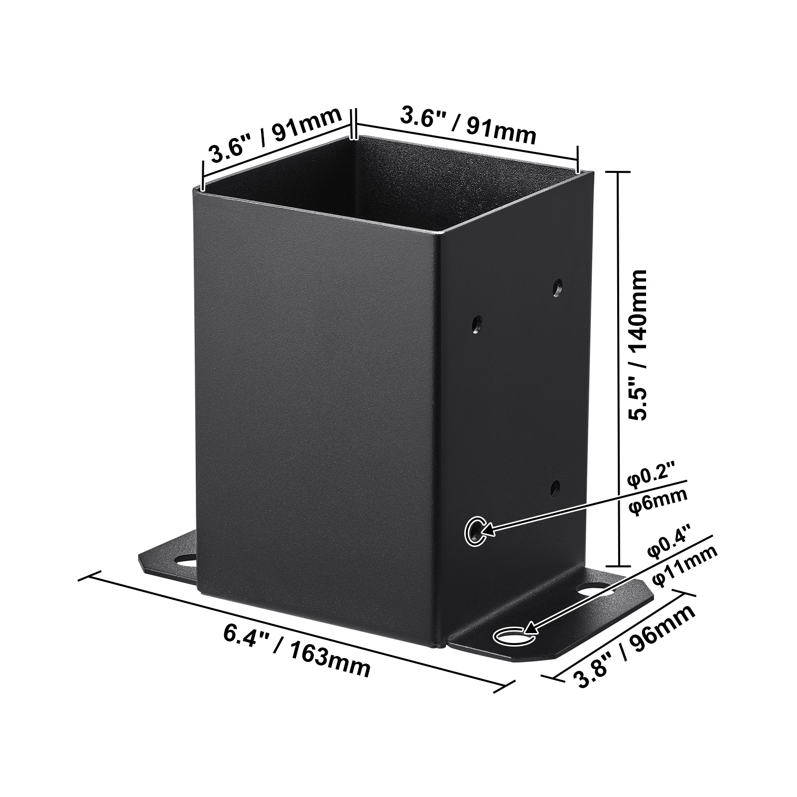 VEVOR 101.6x101.6mm Post Base 4 Pcs, Inner Size 91x91 Post Base ...