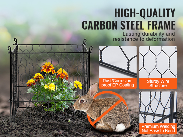 VEVOR 5 Pack Plant Protector from Animals 13.4'' x 13.4'' Metal Plant ...