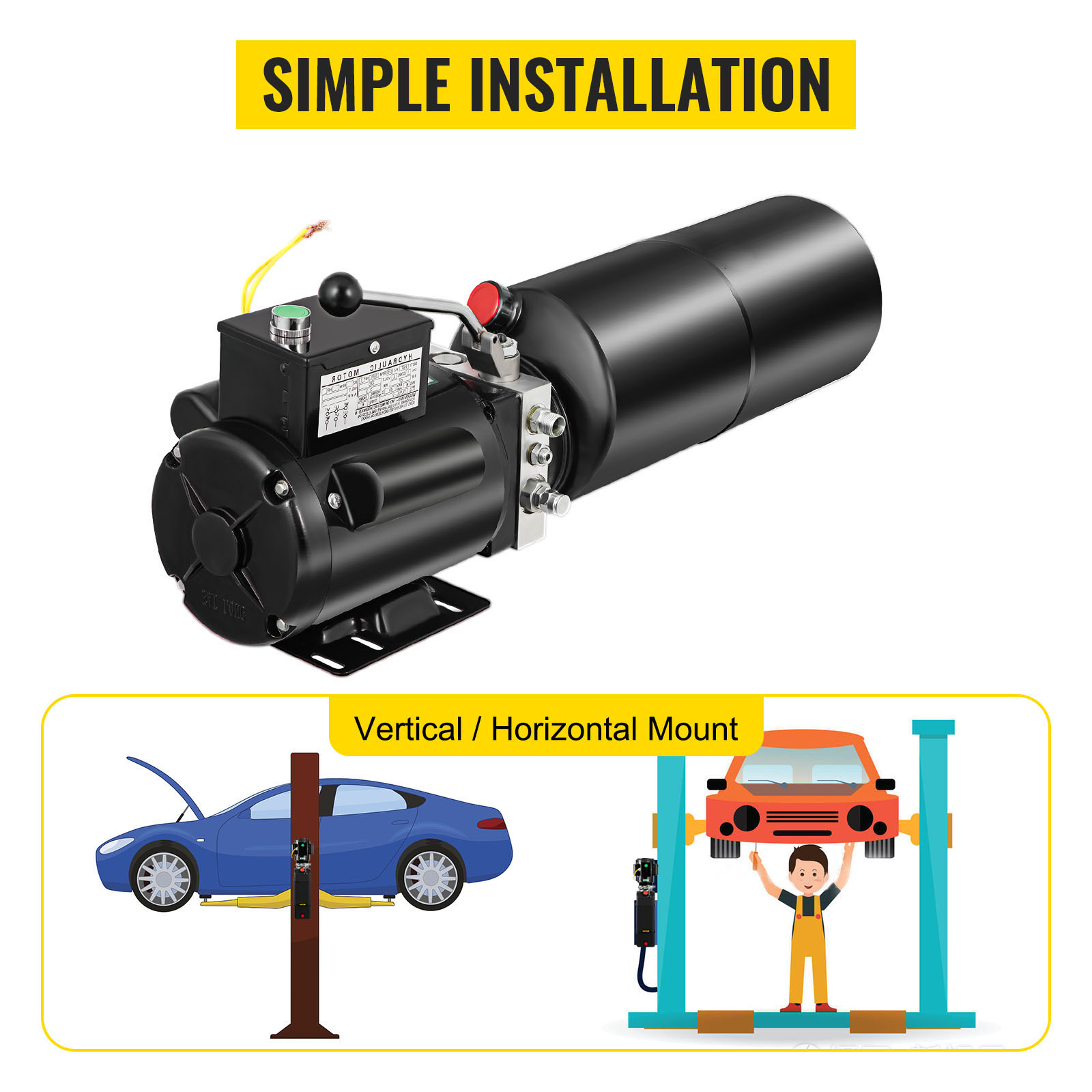Mophorn Car Lift Hydraulic Power Pack 12VDC, 220V pompa idraulica riparazione auto serbatoio in ...