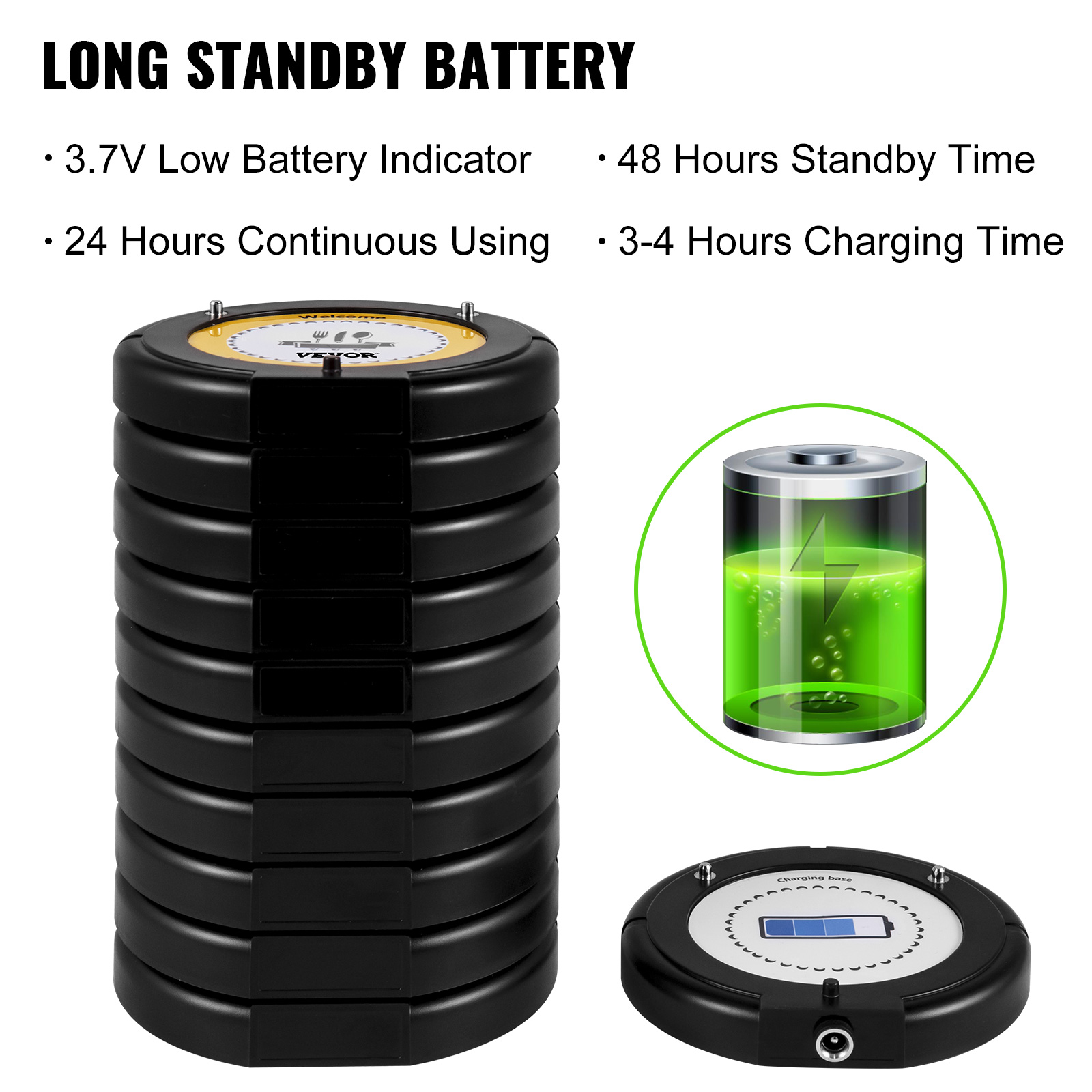 VEVOR VEVOR R100 Restaurant Pager 30 Coasters Wireless Paging System ...