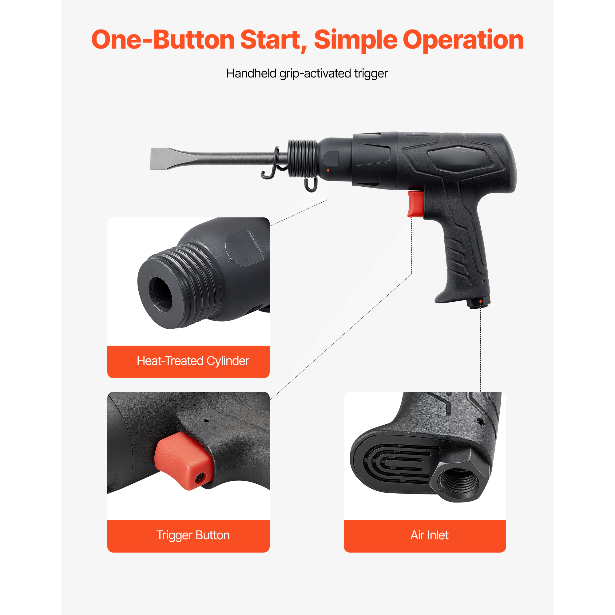 Mophorn Pneumatic Air Hammer, 2500-2700 BPM with 70mm Stroke & 4 ...