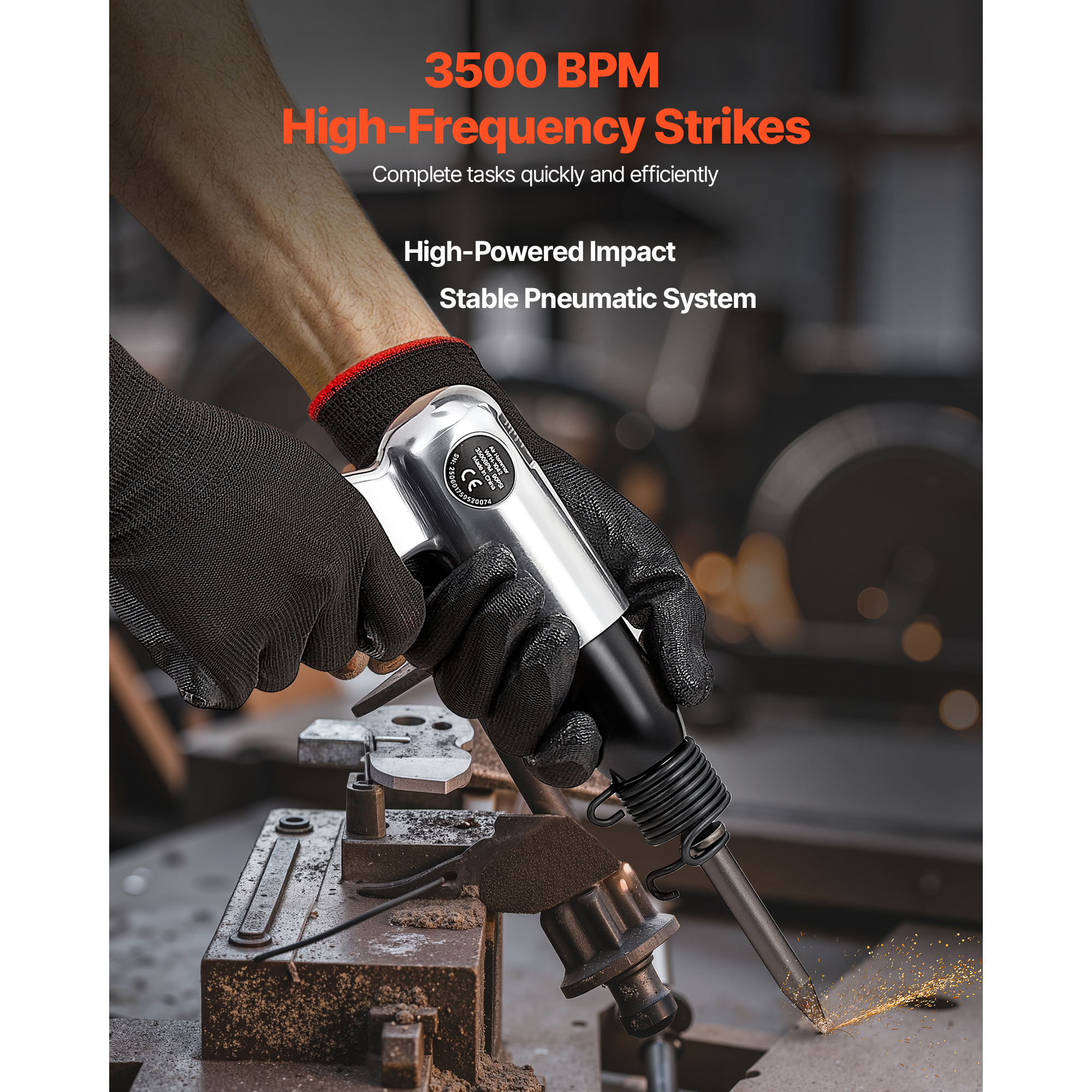Mophorn Pneumatic Air Hammer, 3500 BPM with 2.76-inch Stroke & 4 ...