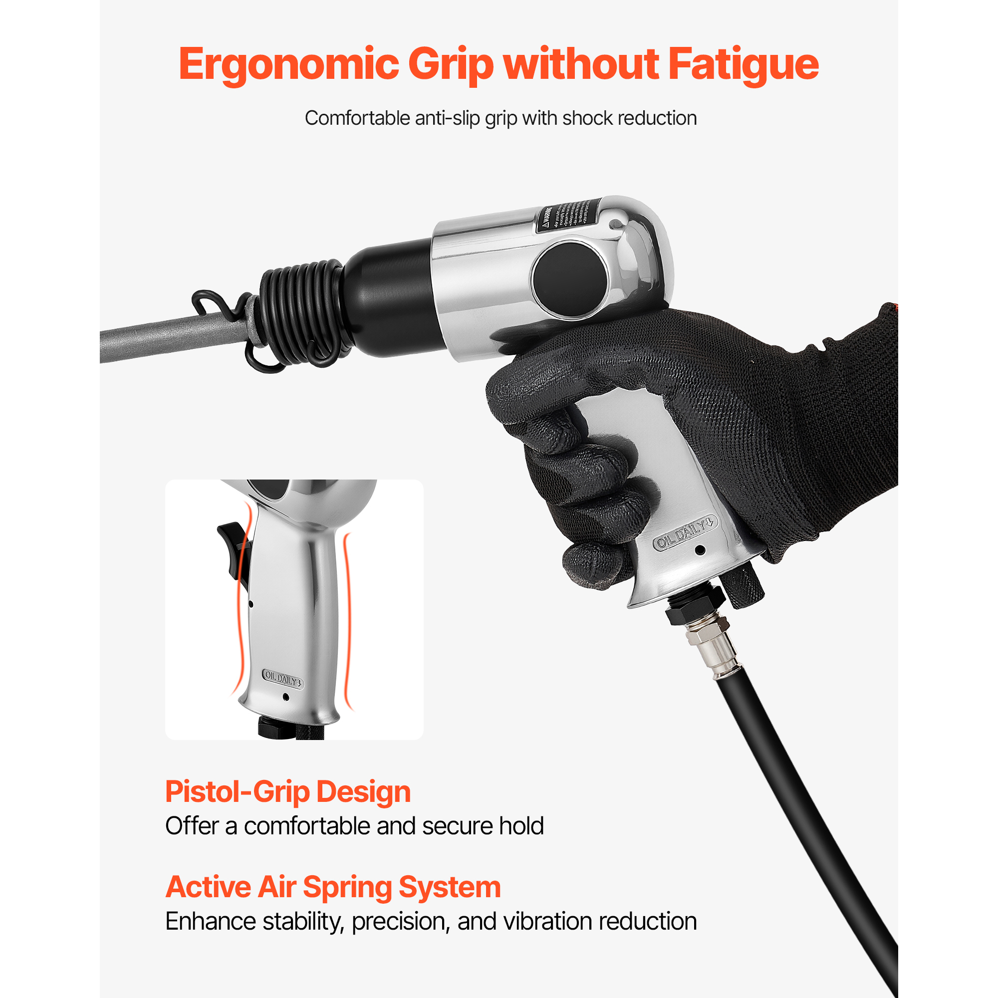 Mophorn Pneumatic Air Hammer, 4500 BPM with 40mm Stroke & 4 Chisels ...