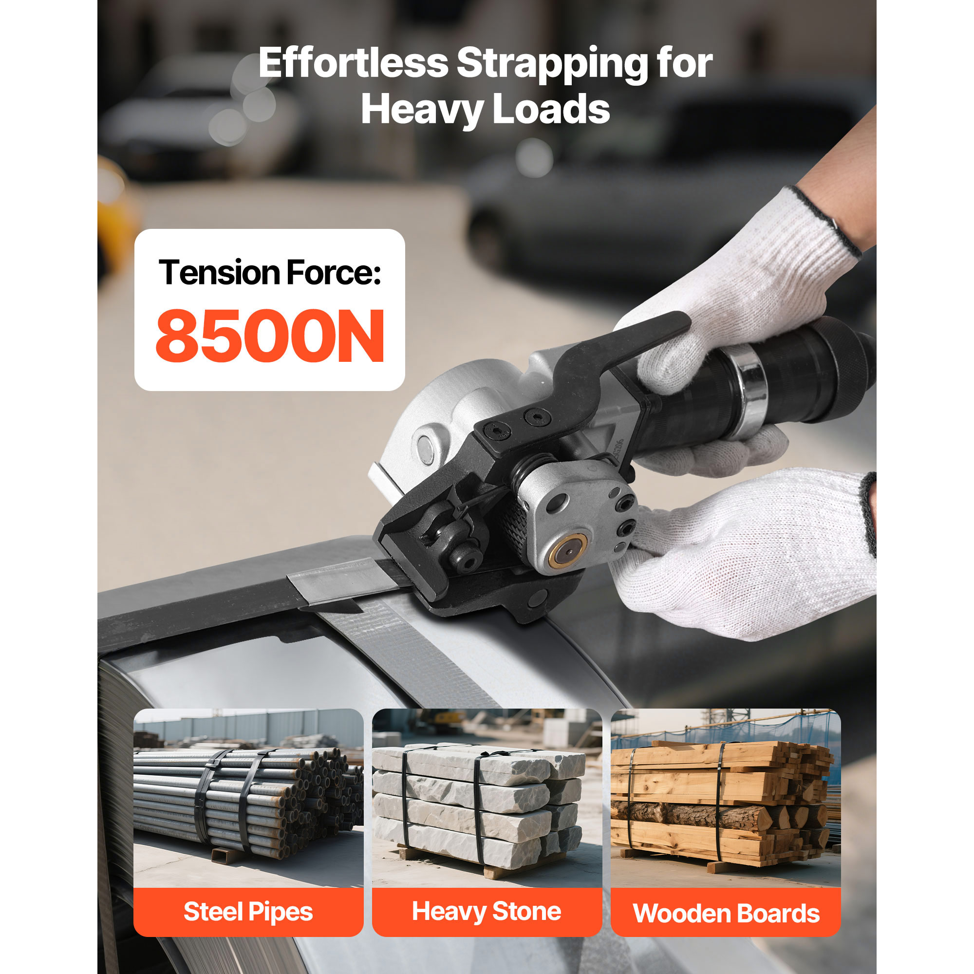 Mophorn Pneumatic Steel Strapping Machine, 8500 N Tension Force, Metal ...