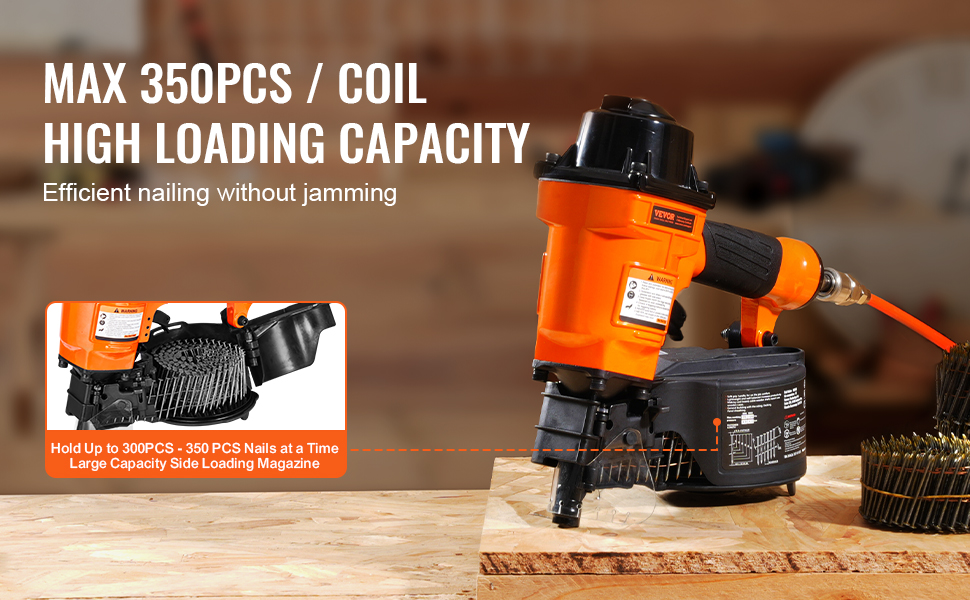 VEVOR MCN55 Coil Siding Nailer 1 inch to 2-1/4-inch 15 Degree Pneumatic ...