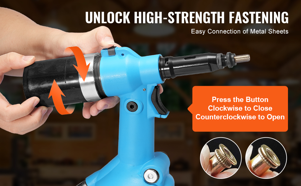 VEVOR Pneumatic Air Riveter Heavy Duty Rivet Gun Tool Kit 13 Size Nose ...