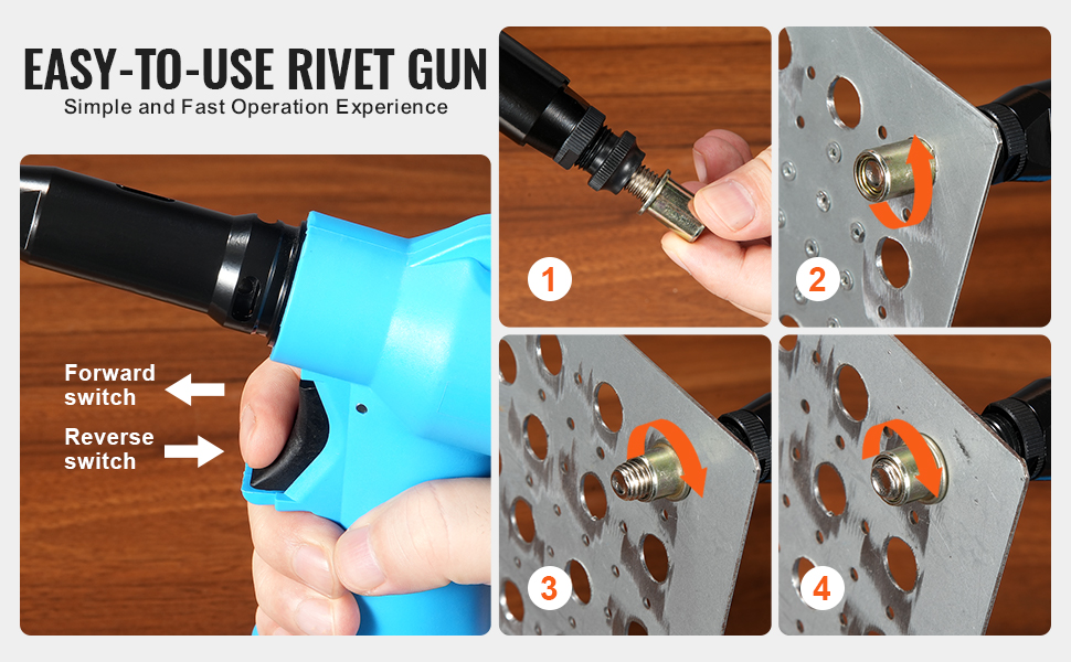 VEVOR Pneumatic Air Riveter Heavy Duty Rivet Gun Tool Kit 13 Size Nose ...