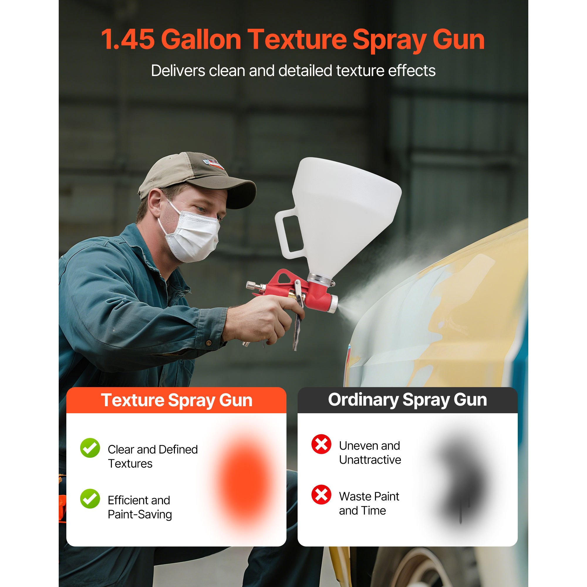 Mophorn Air Texture Spray Gun, 4.5L Hopper Sprayer, Professional ...