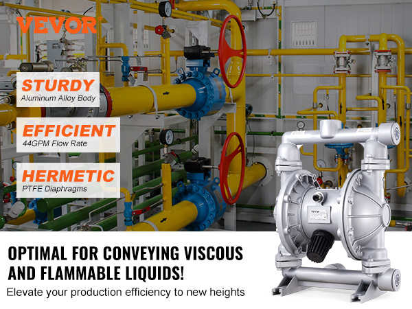 VEVOR Air Operated Double Diaphragm Pump, 44GPM, Max 115PSI Air Waste Oil Pneumatic Transfer ...